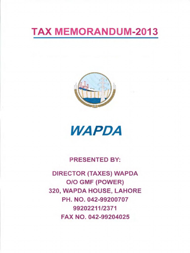 Wapda Taxmemo2013 | PDF | Employee Benefits | Income Tax In India