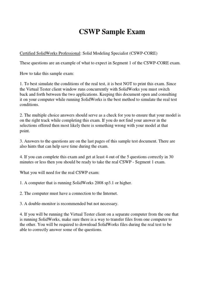 CSWP Sample Exam 2009 | PDF