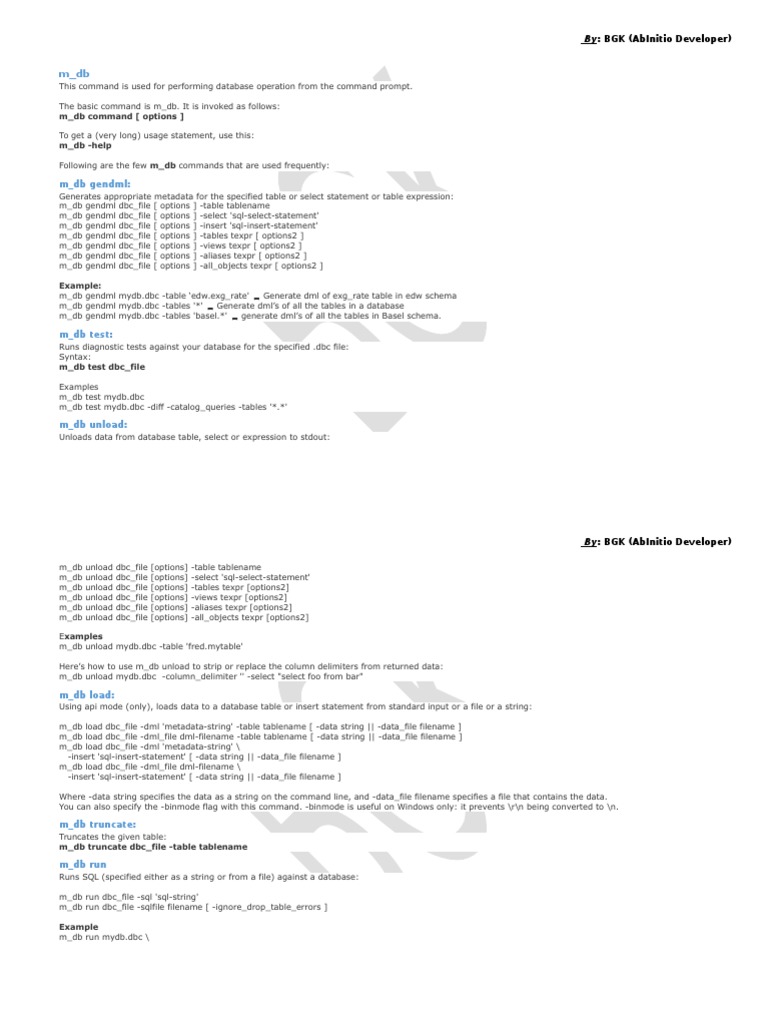 M - DB Command (Options) | PDF | Table (Database) | Databases