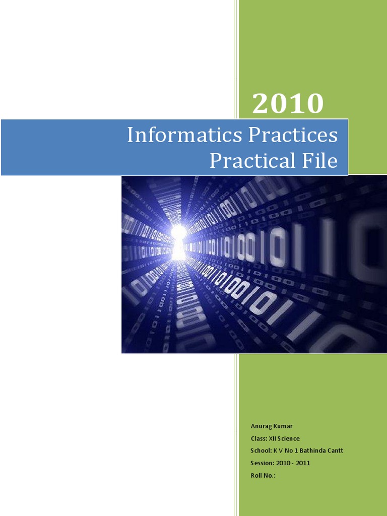 Informatics Practices Practical File Pdf Sql Data Management 0910