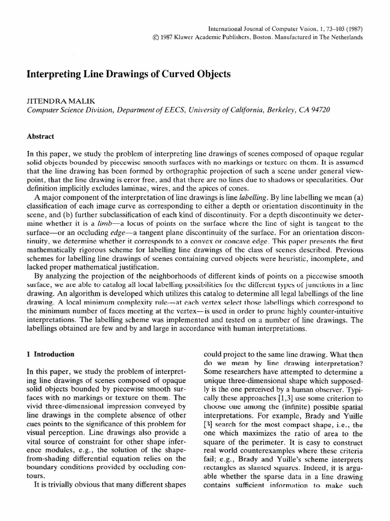 Interpreting Line Drawings of Curved Objects | PDF | Tangent | Curvature
