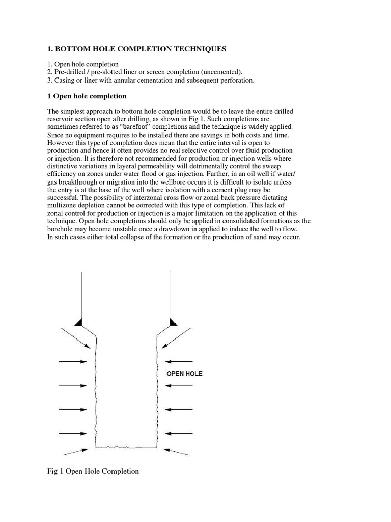 Bottom Hole Completion Techniques | Download Free PDF | Casing ...
