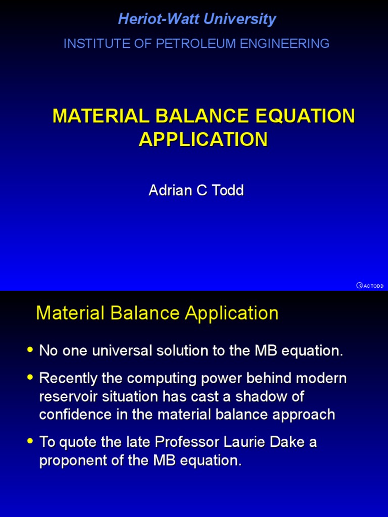 Material Balance Equation Application | PDF | Petroleum Reservoir ...