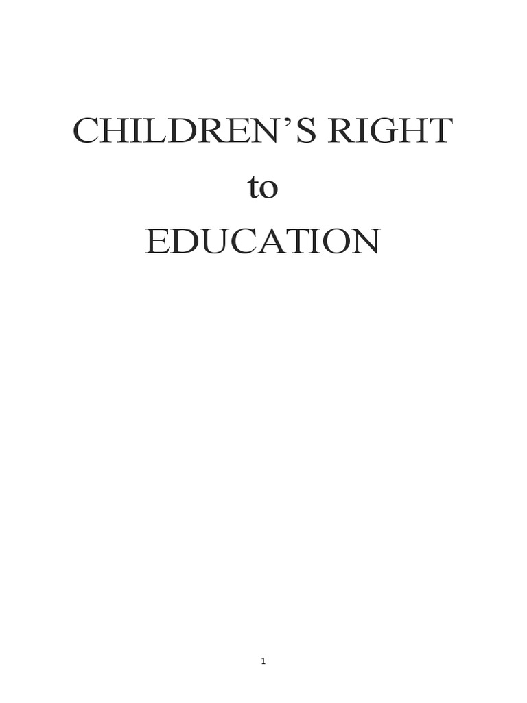 Right To Education | PDF | Literacy | Secondary Education