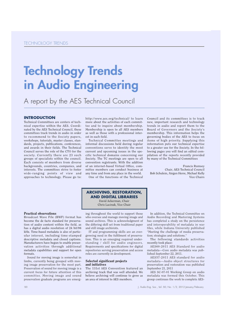 Aes - Technology Trends 2013 | PDF | Data Compression | Digital Audio