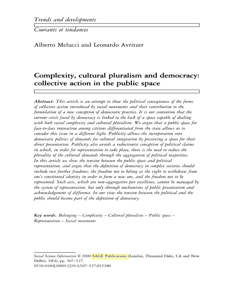 Melucci, Alberto & Avritzer, Leonardo - Complexity, Cultural Pluralism ...