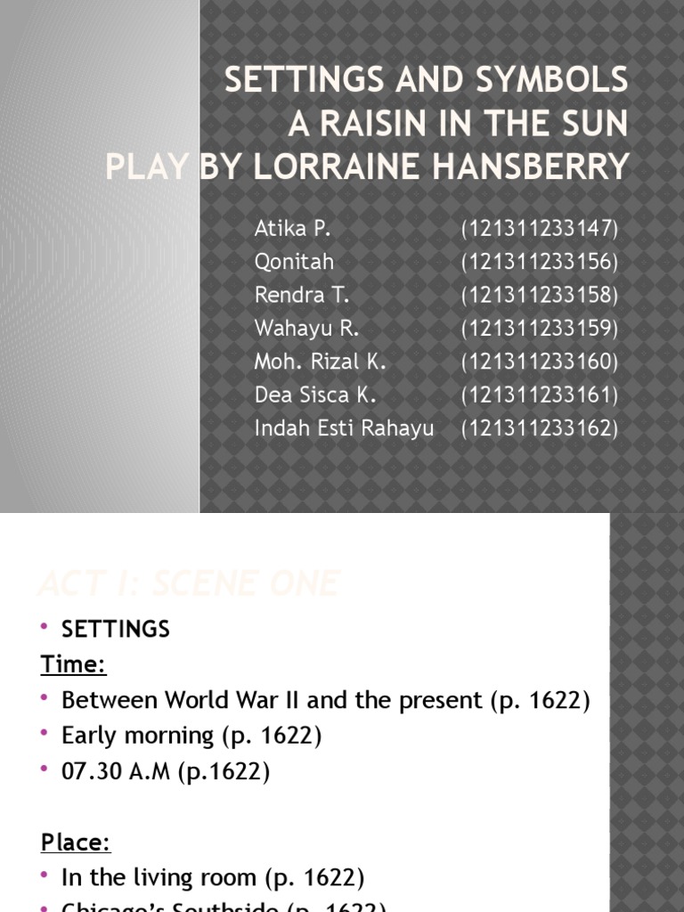 A Raisin in The Sun's Settings and Symbols | PDF