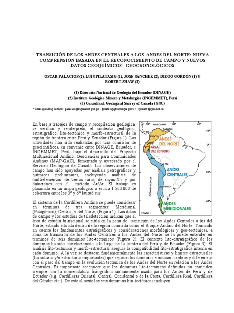 Transición de Los Andes Centrales A Los Andes Del Norte: Nueva ...