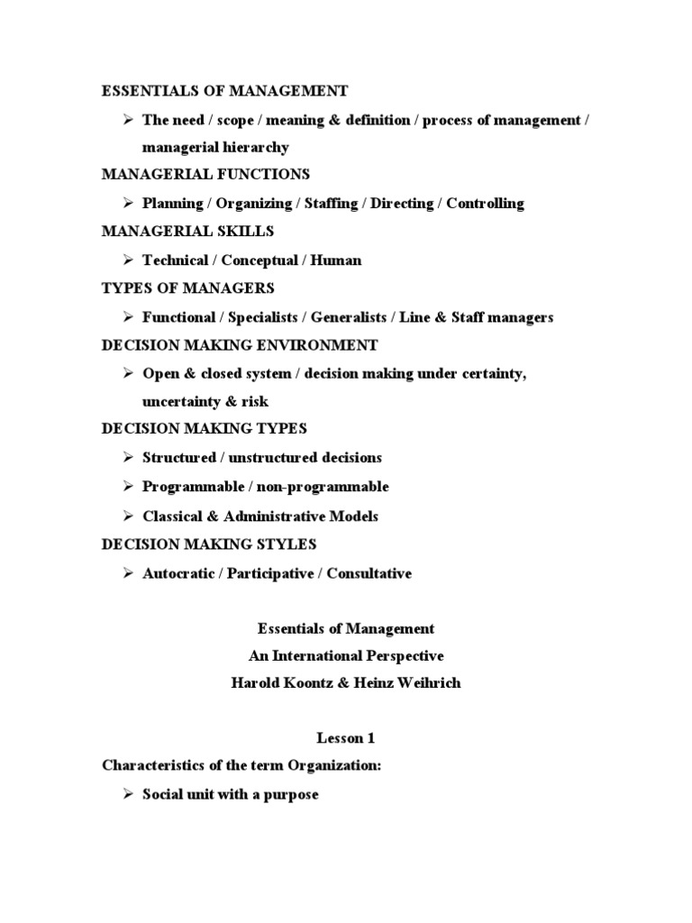 Essential of Management | PDF | Leadership | Goal