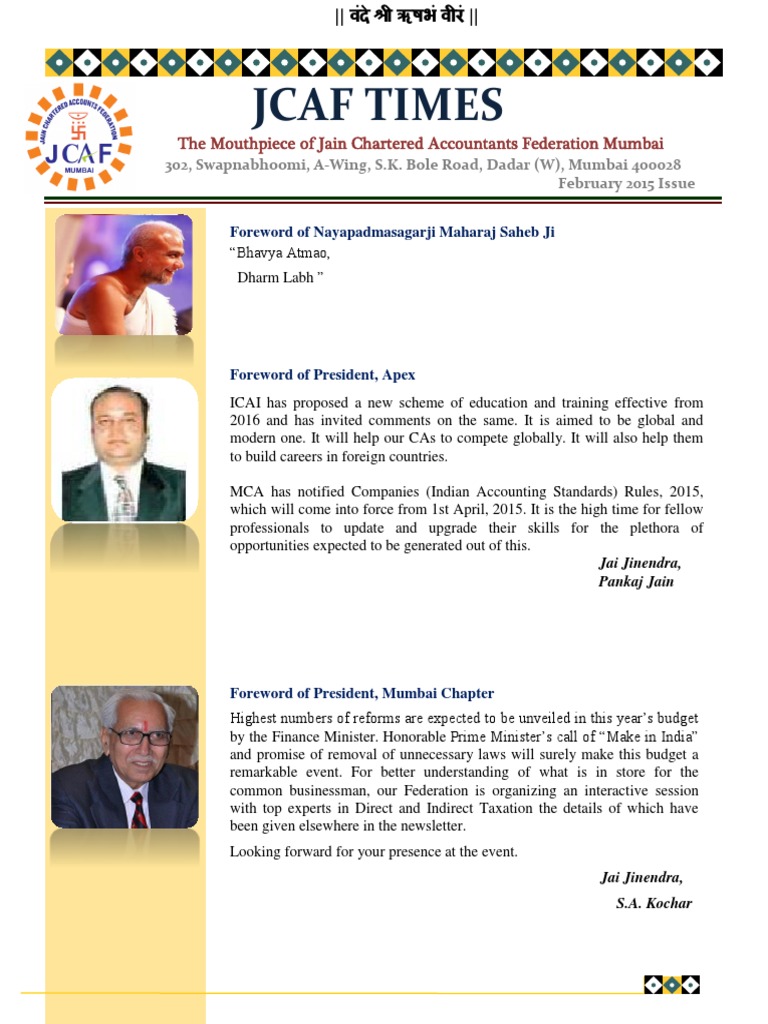Jcaf Times: The Mouthpiece of Jain Chartered Accountants Federation ...
