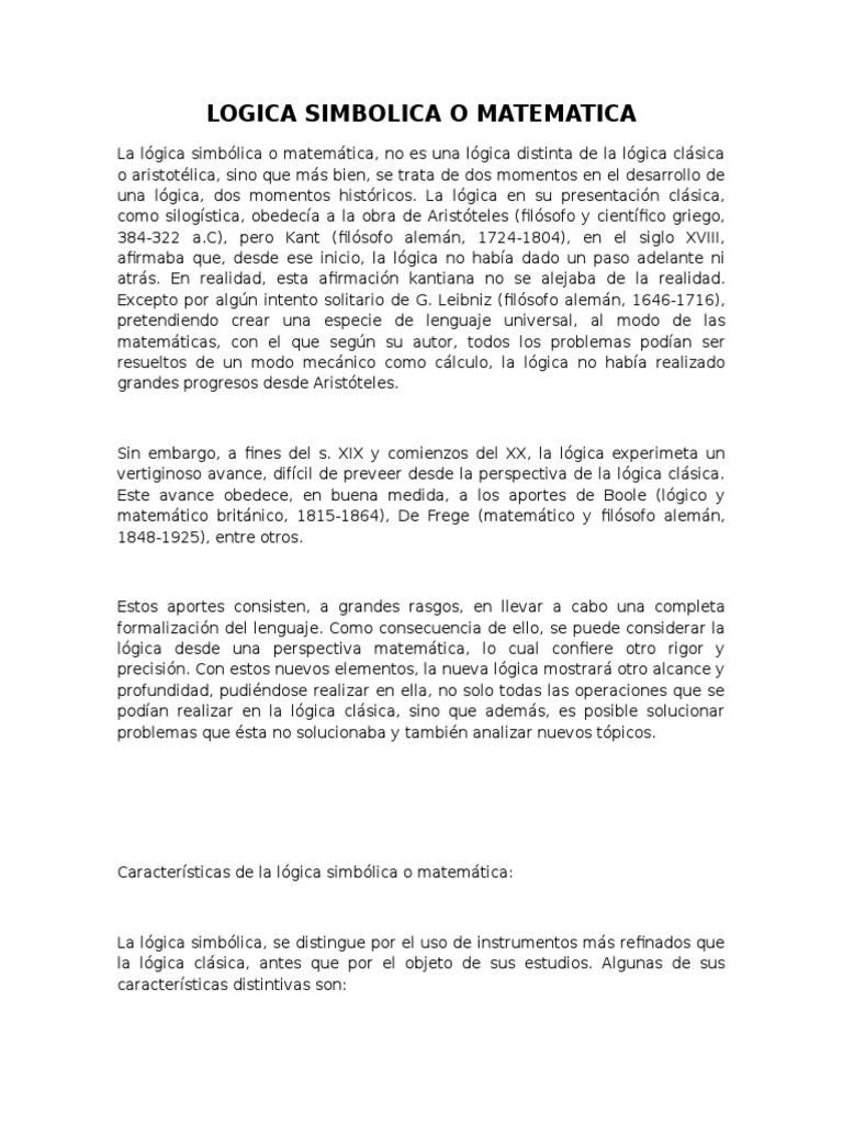 Logica Simbolica o Matematica | PDF | Proposición | Lógica