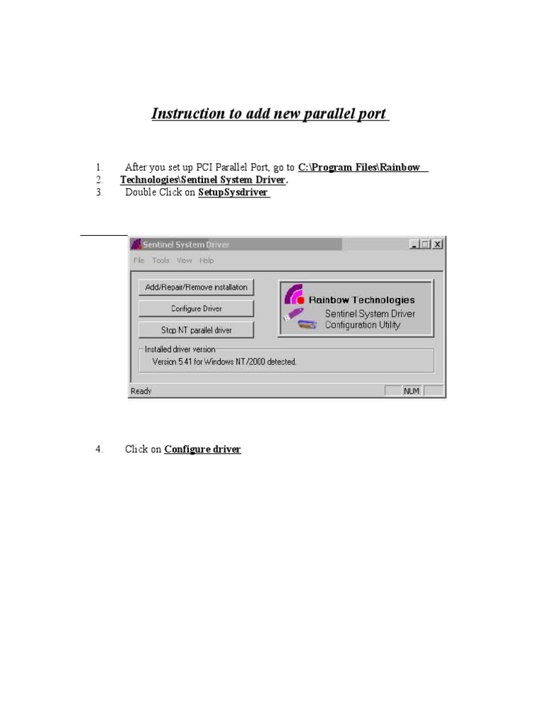 Configuring PCI Parallel Port Driver | PDF