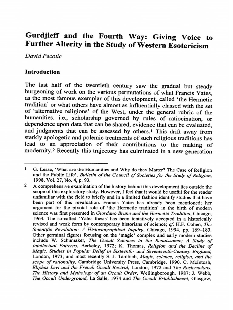 David Pecotic - Gurdjieff & The Fourth Way PDF | PDF | Western ...