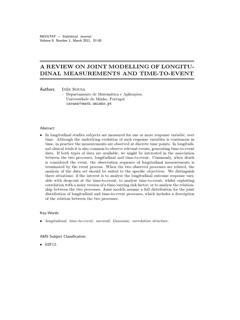 Joint Modelling of Longitudinal Data | PDF | Regression Analysis ...
