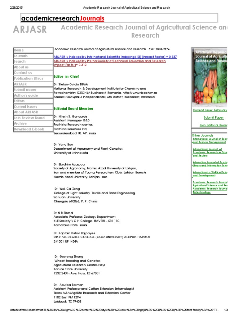 Academic Research Journal of Agricultural Science and Research ...