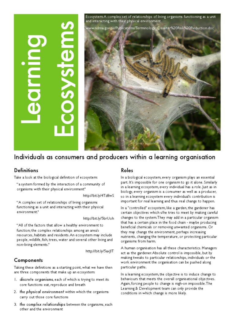 Learning Ecosystems Handout | PDF | Ecosystem | Learning