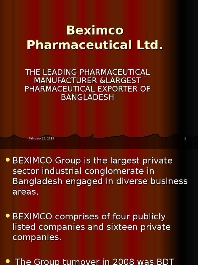 Beximco Pharmaceuticals Overview 2015 | PDF | Pharmaceutical Industry ...