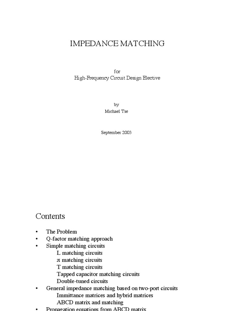Impedance Matching | PDF | Transmission Line | Electromagnetism