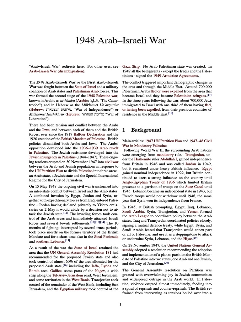 1948 Arab-Israeli War | PDF | Mandatory Palestine | Israel