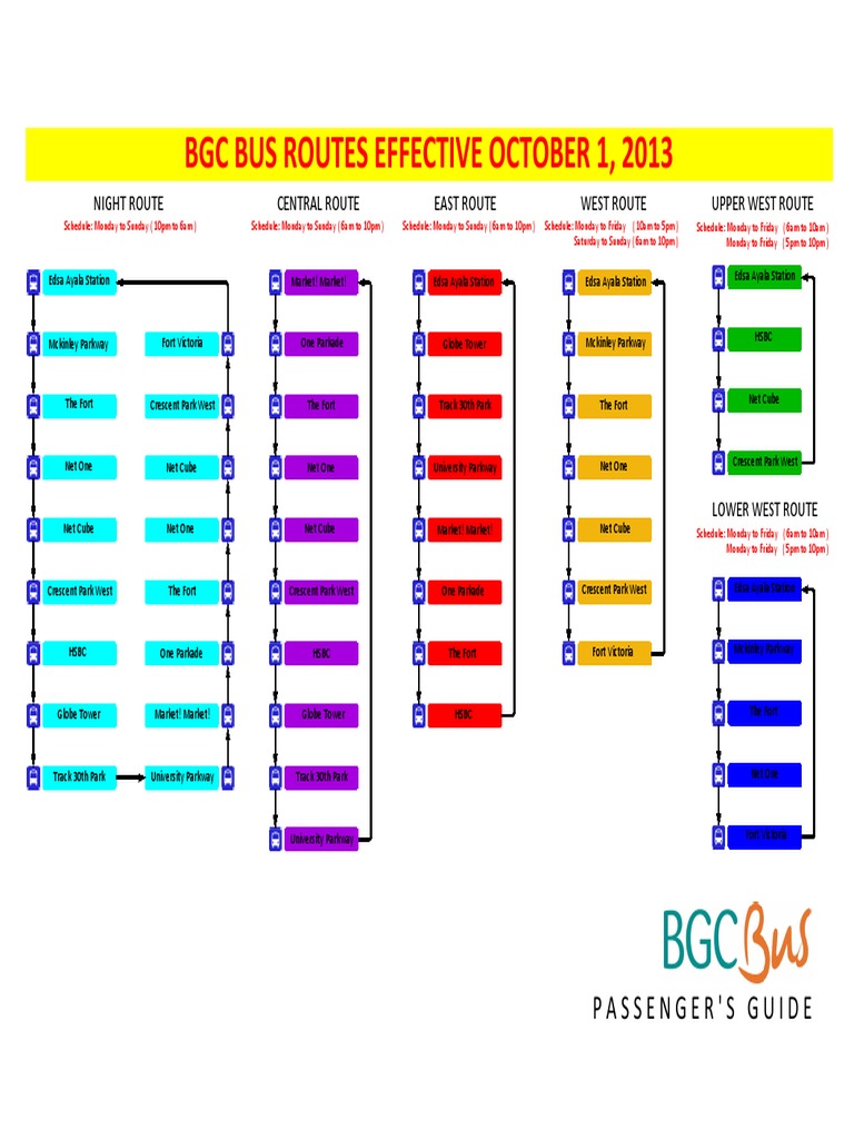 BGC Bus Routes Effective October 1, 2013: East Route West Route Upper ...