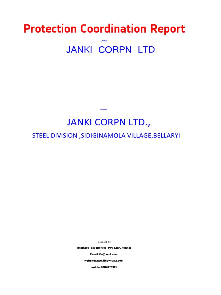 Protection Coordination For Janki Corporation | PDF | Transformer ...