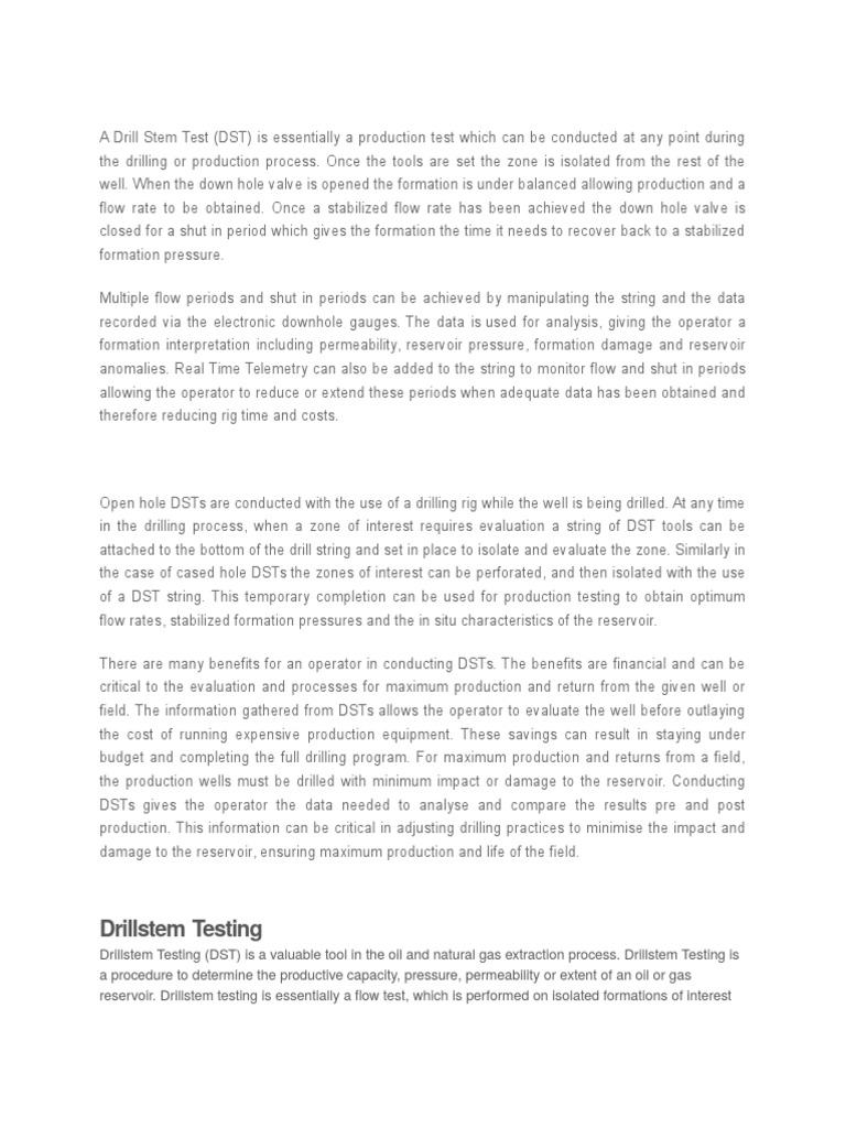 A Drill Stem Test | PDF | Oil Well | Petroleum Reservoir