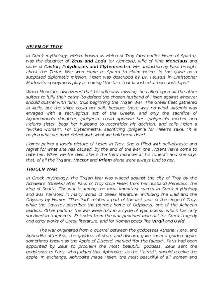 Trojan War | PDF | Helen Of Troy | Trojan War