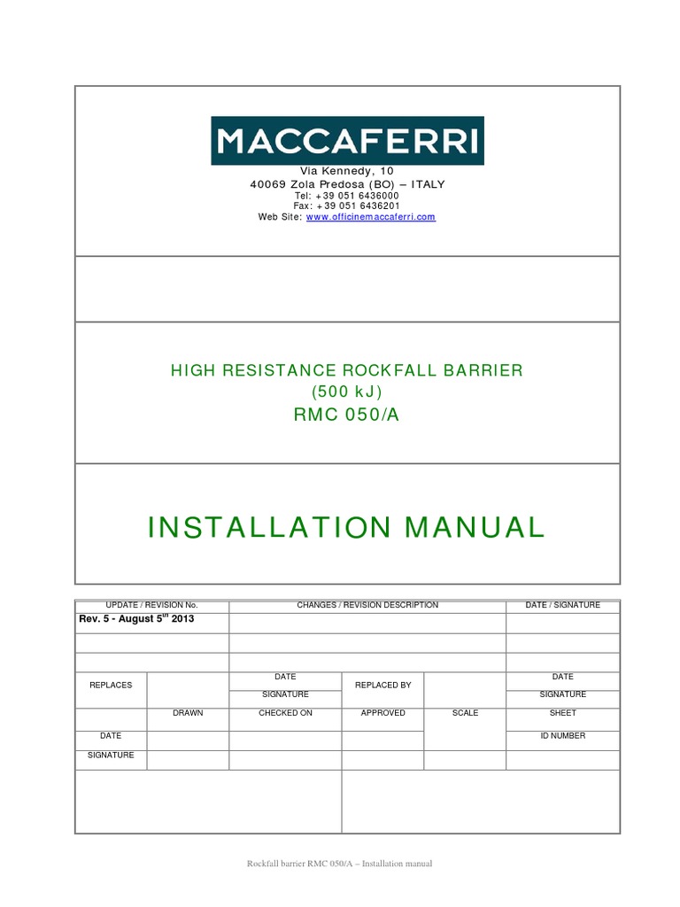 RMC 050/A Rockfall Barrier Installation Guide | PDF | Cable ...
