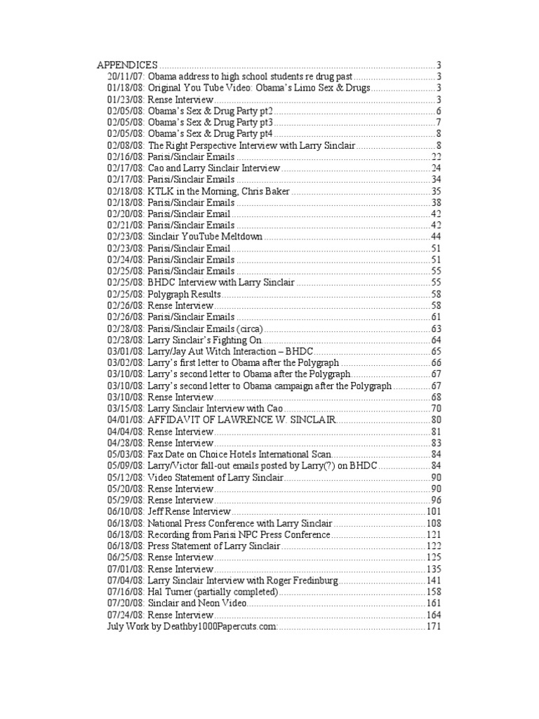 Larry Sinclair Dossier2 | PDF | Fox News | Barack Obama