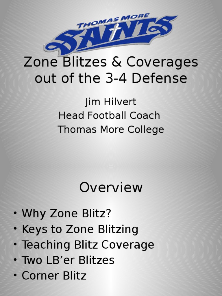 Zone Blitzes Coverages Out of The 34 | PDF | Team Sports | National Football League Teams Seasons