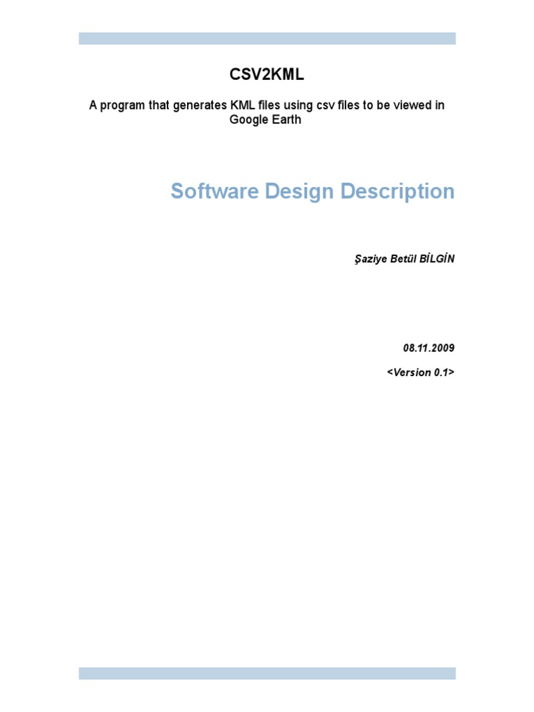 Software Design Document Csv2kml Pdf String Computer Science Subroutine 1039