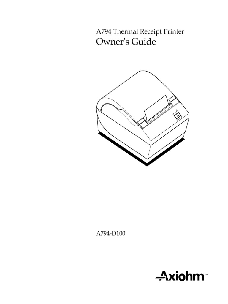 Axiohm NCR Thermal Receipt Printer A794 Owners Guide | PDF ...