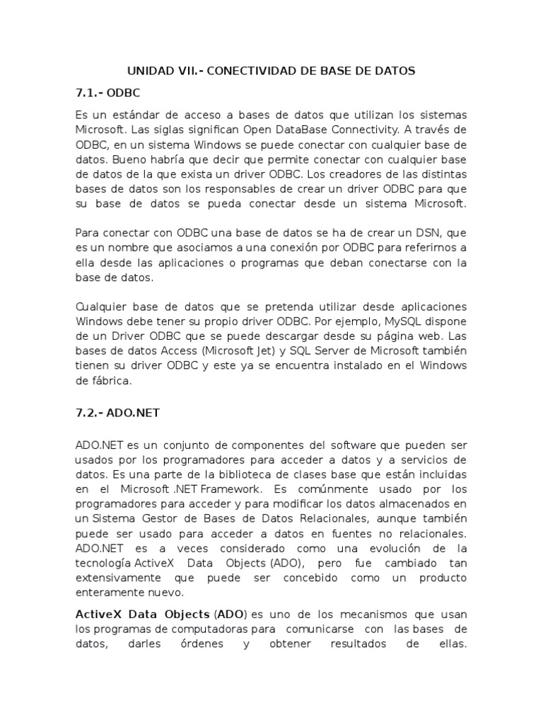 Conectividad de BD | PDF | Active X Data Objects | Frijoles Netos