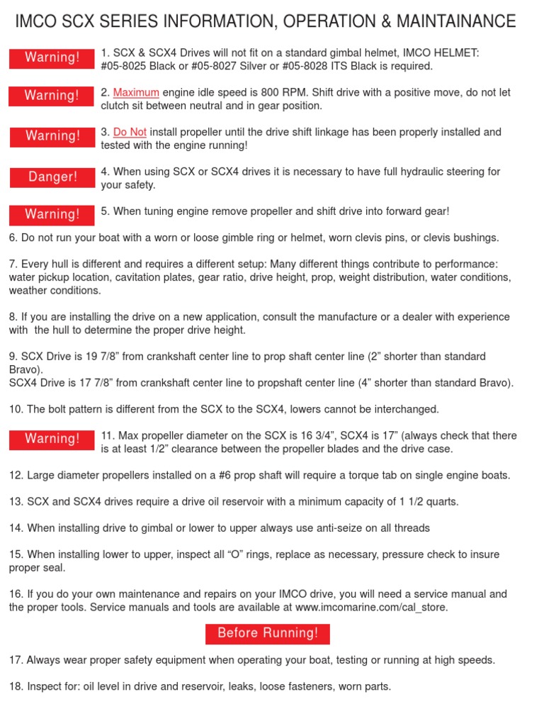 Powerfull IMCO SCX-SCX4 Outdrive For Boats Service Manual | PDF