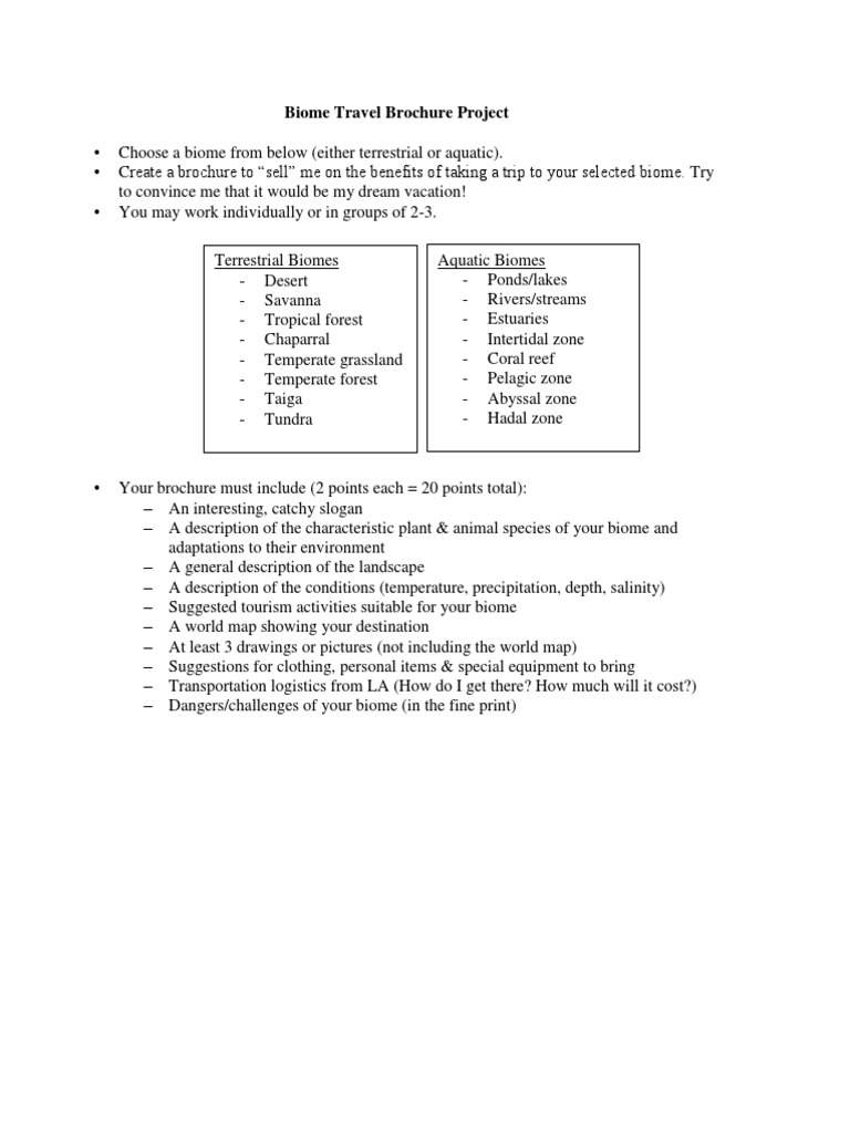 Biome Travel Brochure Project | PDF