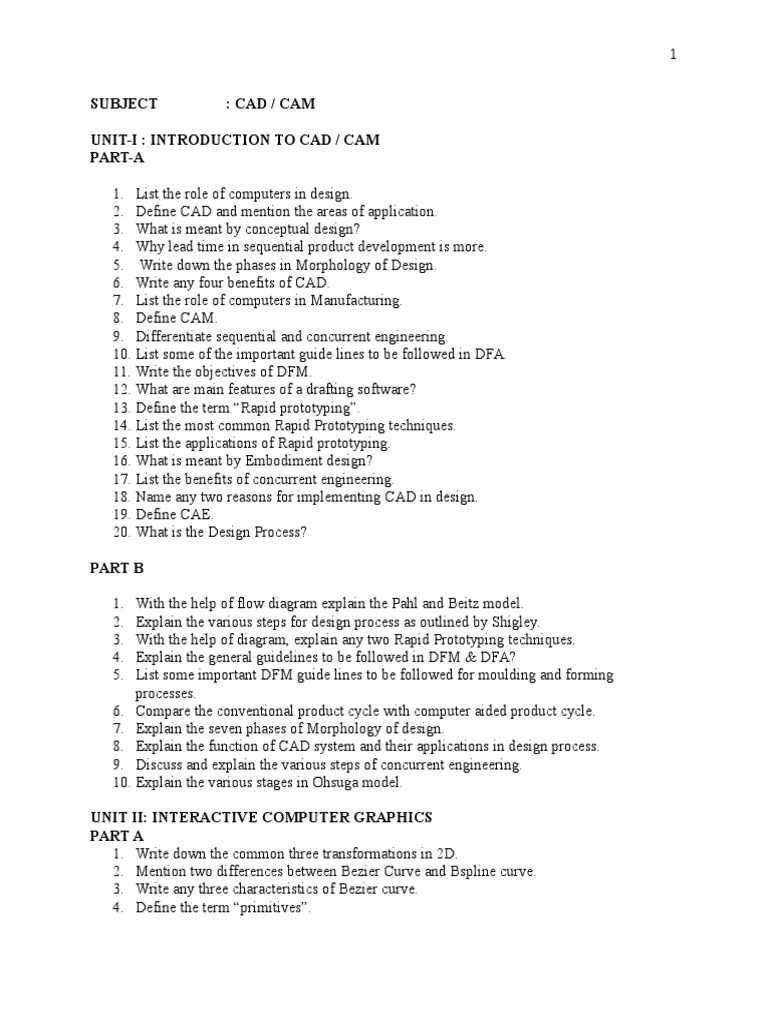 QB For CAD CAM | PDF | Numerical Control | Computer Aided Design