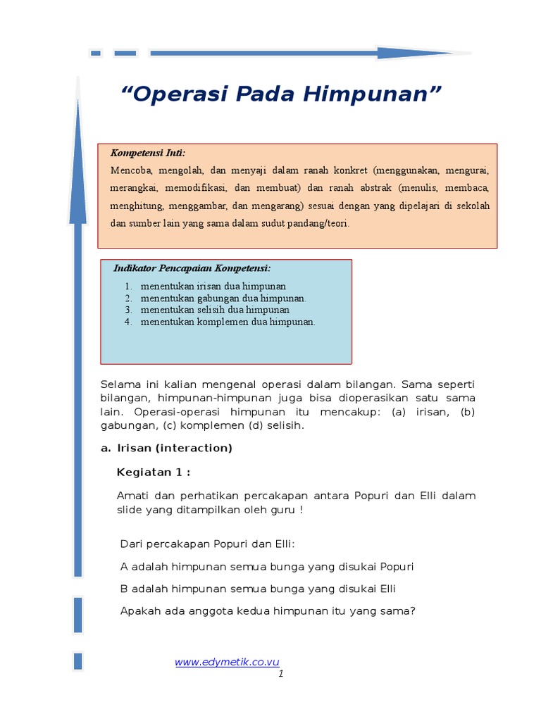 Operasi Himpunan: Irisan, Gabungan, Komplemen | PDF