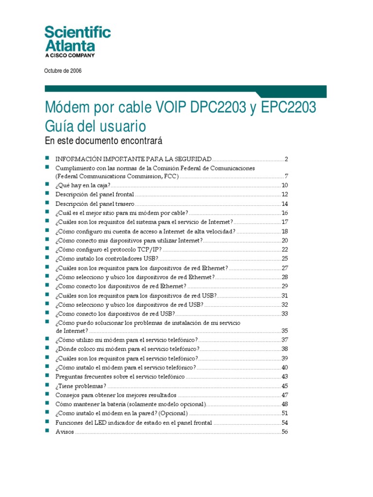 manual Módem por cable VOIP DPC2203 | PDF | Protocolos de internet ...