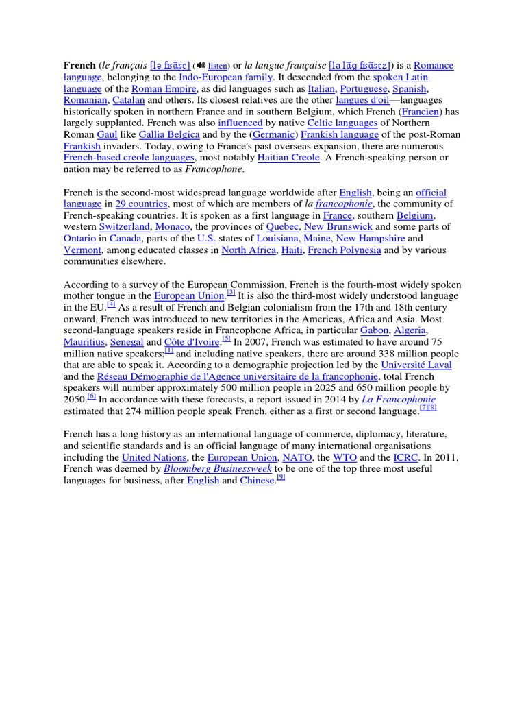 Global French Language Overview | PDF | French Language | Languages