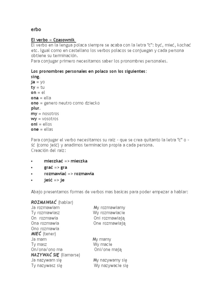 Verbos en Polaco | PDF