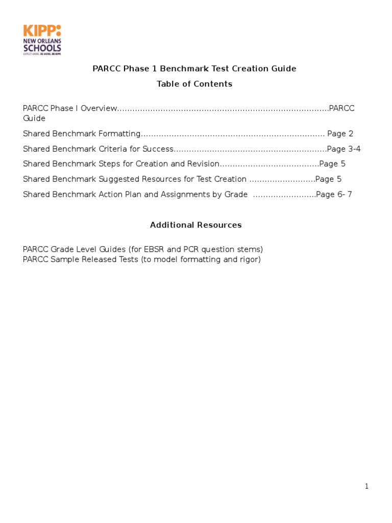 PARCC Shared Benchmark Test Creation Guide | PDF | Ellipsis | Cognition