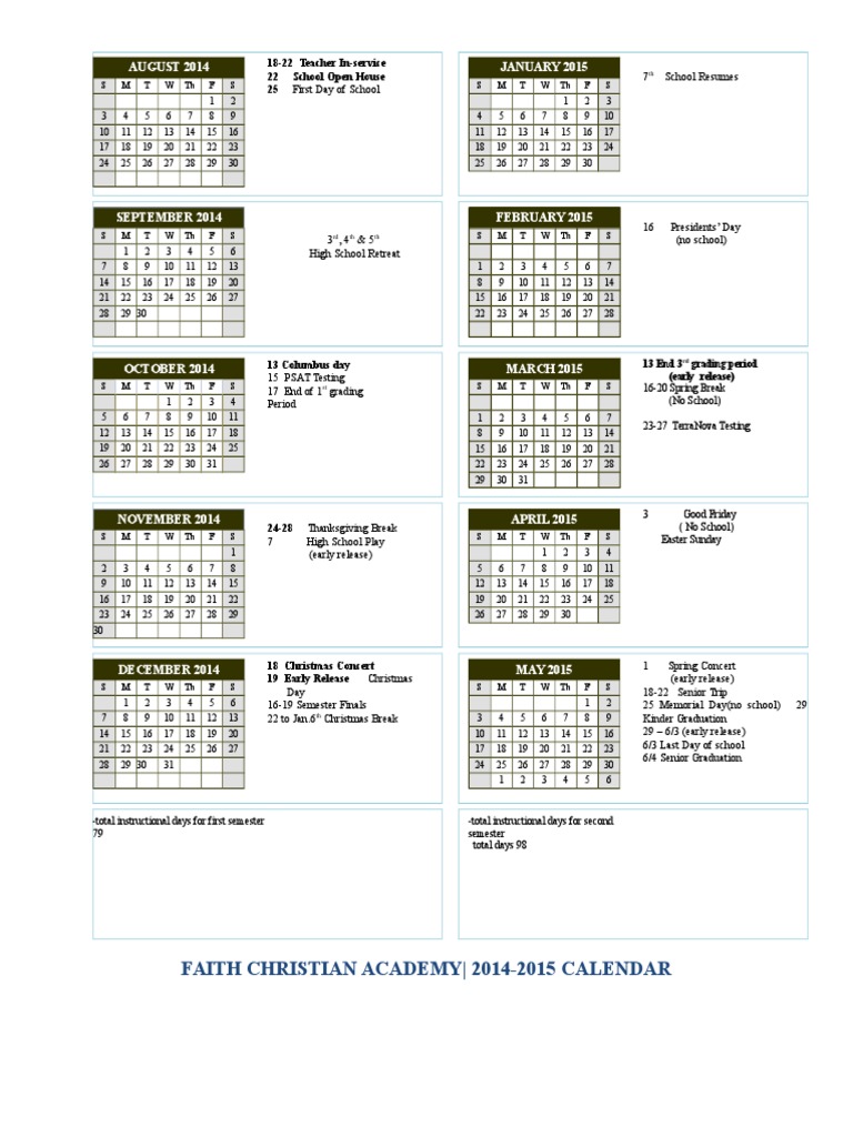 2014 2015 School Calendar | PDF