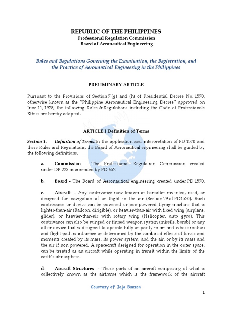 PD1570 Implementing Rules and Regulations | PDF | Aircraft | Flight