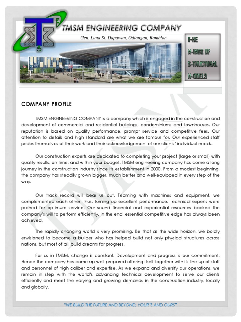 TMSM Engineering Company Profile | PDF | Occupational Safety And Health ...