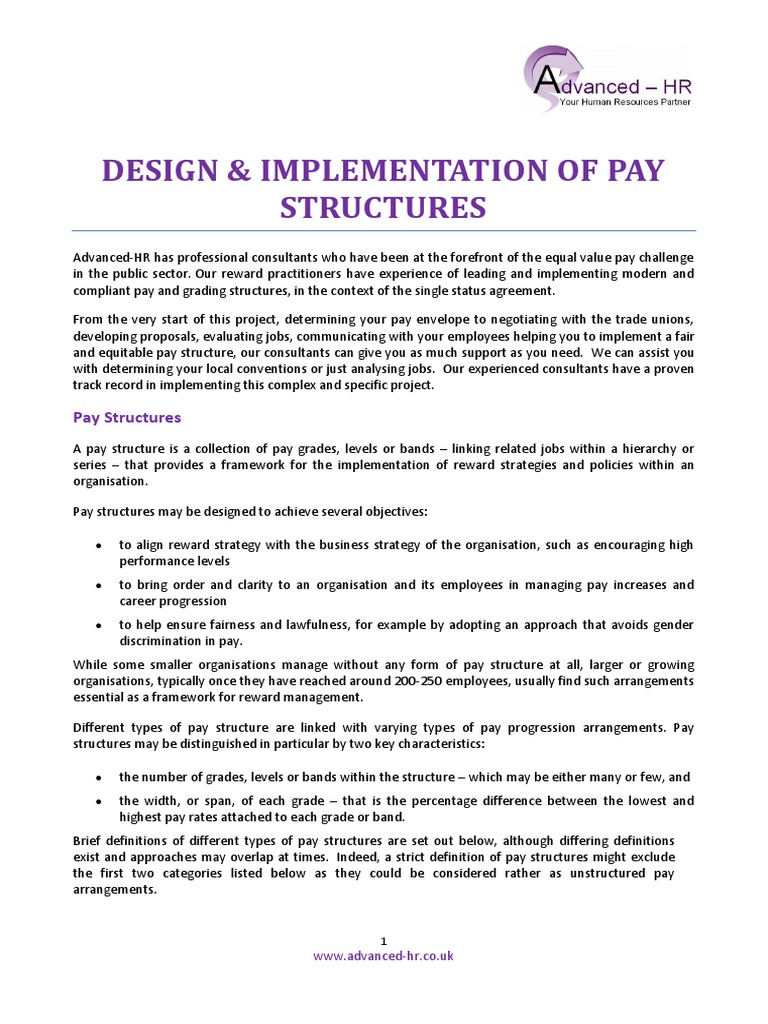 Design Pay Structure Fact Sheet Good PDF Employment Strategic 
