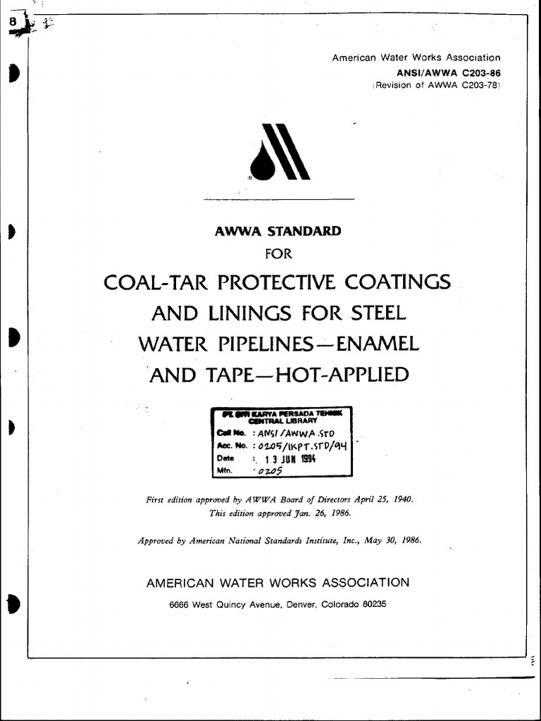 Ansi Awwa c203