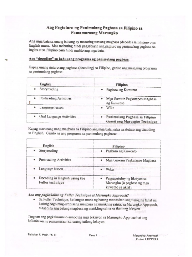 Marungko Technique Gr.1 | PDF