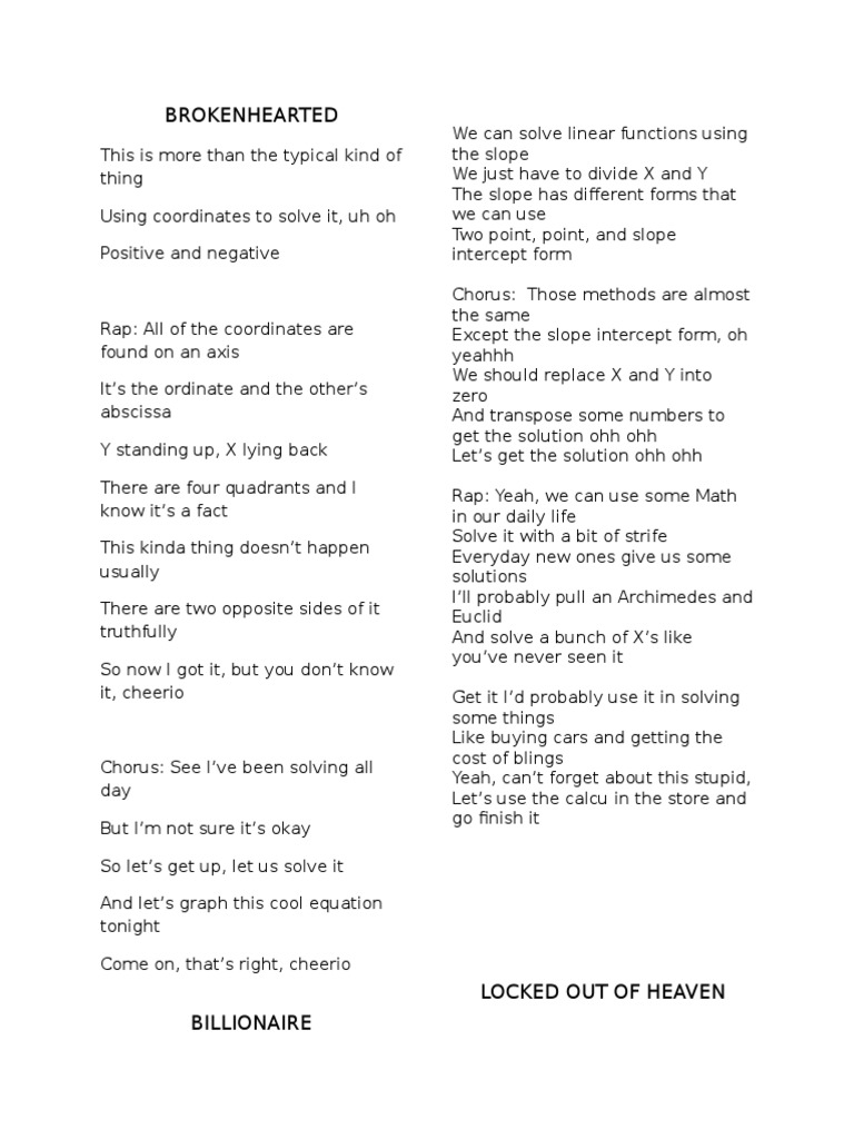 Math Rap: Solving Linear Functions | PDF | Equations | Mathematical Objects