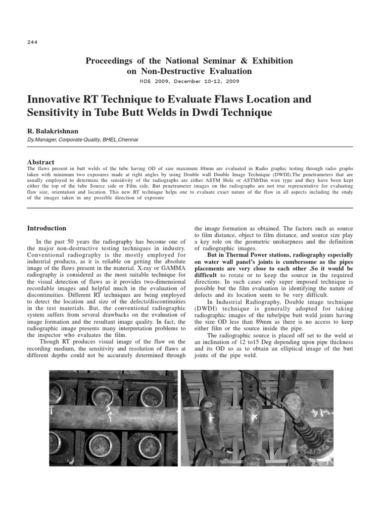 RT Technique | PDF | Nondestructive Testing | Radiography