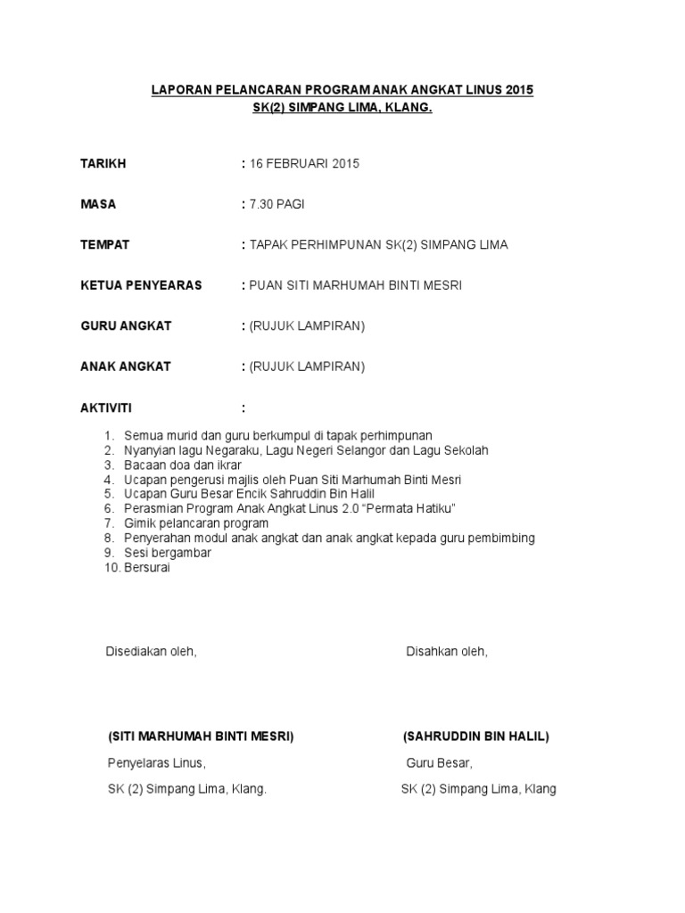 Contoh Laporan Program Anak Angkat - MarlonoiDouglas